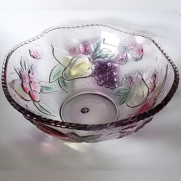 Aderia Glass Japan | Dining | 1 12 Aderia Glass Large Rainbow Fruit Serving Bowl Made In Japan ...